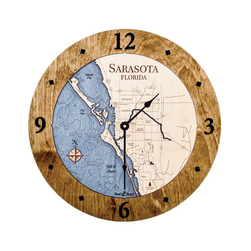 16" Sarasota Nautical Map Clock - Sea and Soul Charts