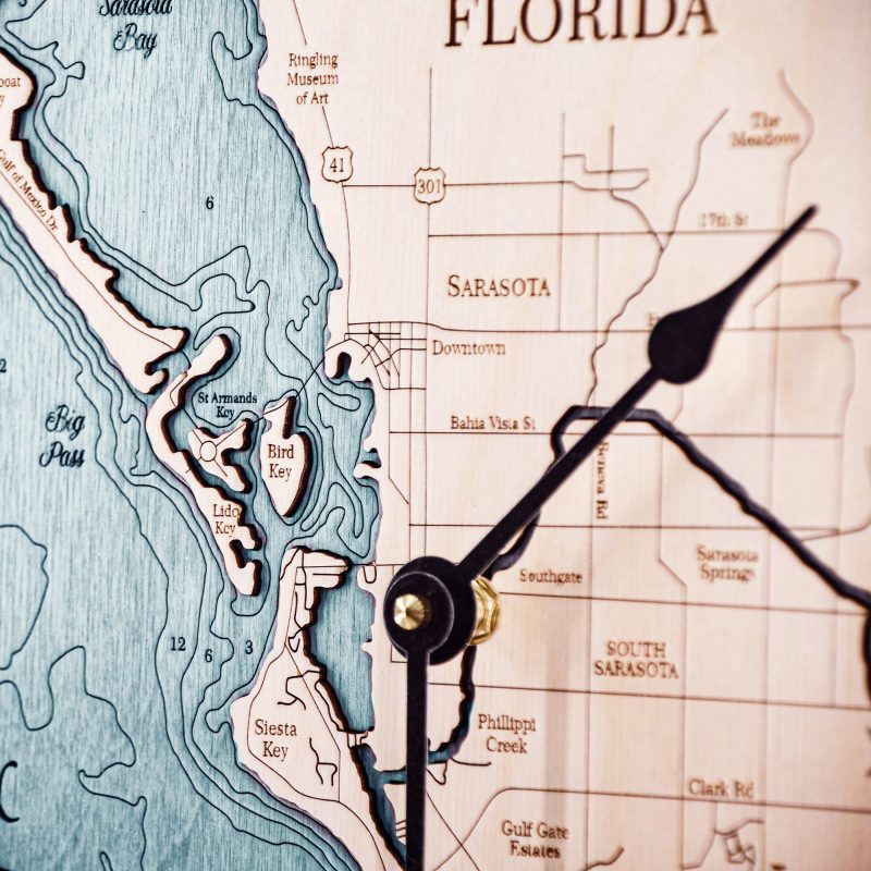 12" Sarasota Nautical Map Clock - Sea and Soul Charts