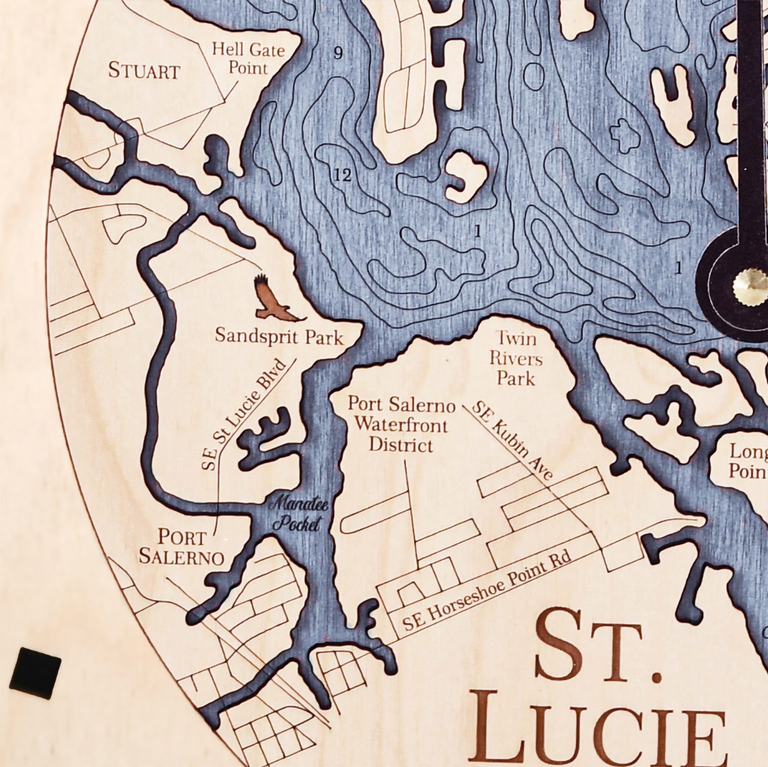 16" St Lucie Inlet Nautical Map Clock - Sea and Soul Charts
