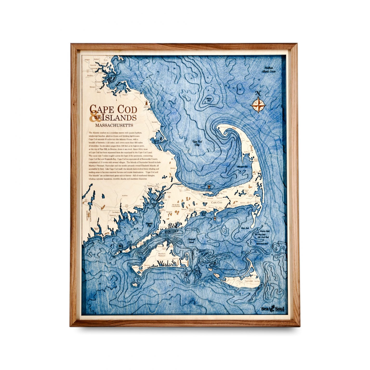 Cape Cod Nautical Map Wall Art - Sea and Soul Charts