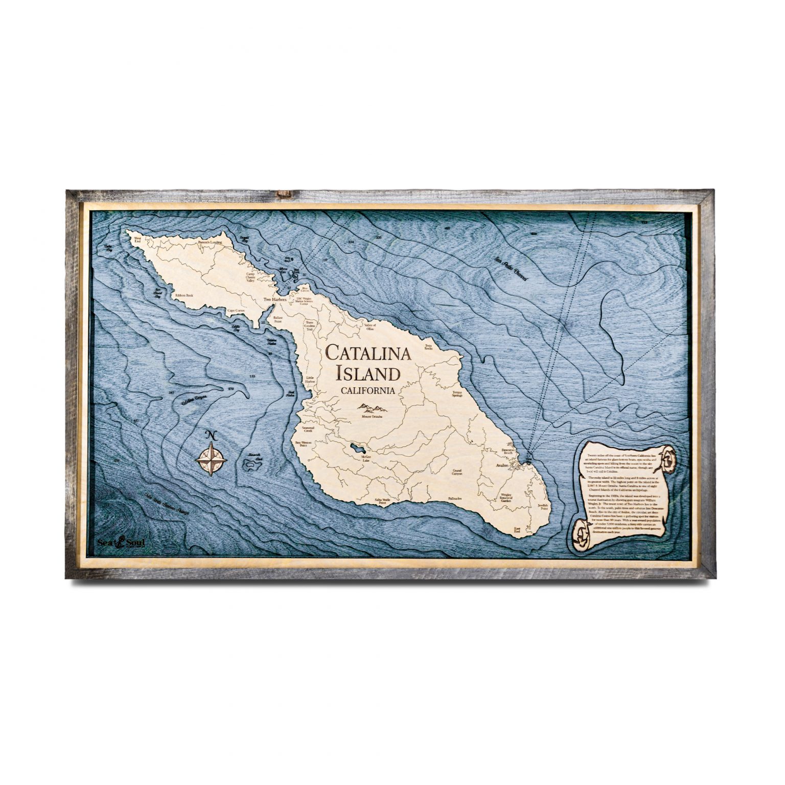 Catalina Island Nautical Map Wall Art - Sea and Soul Charts