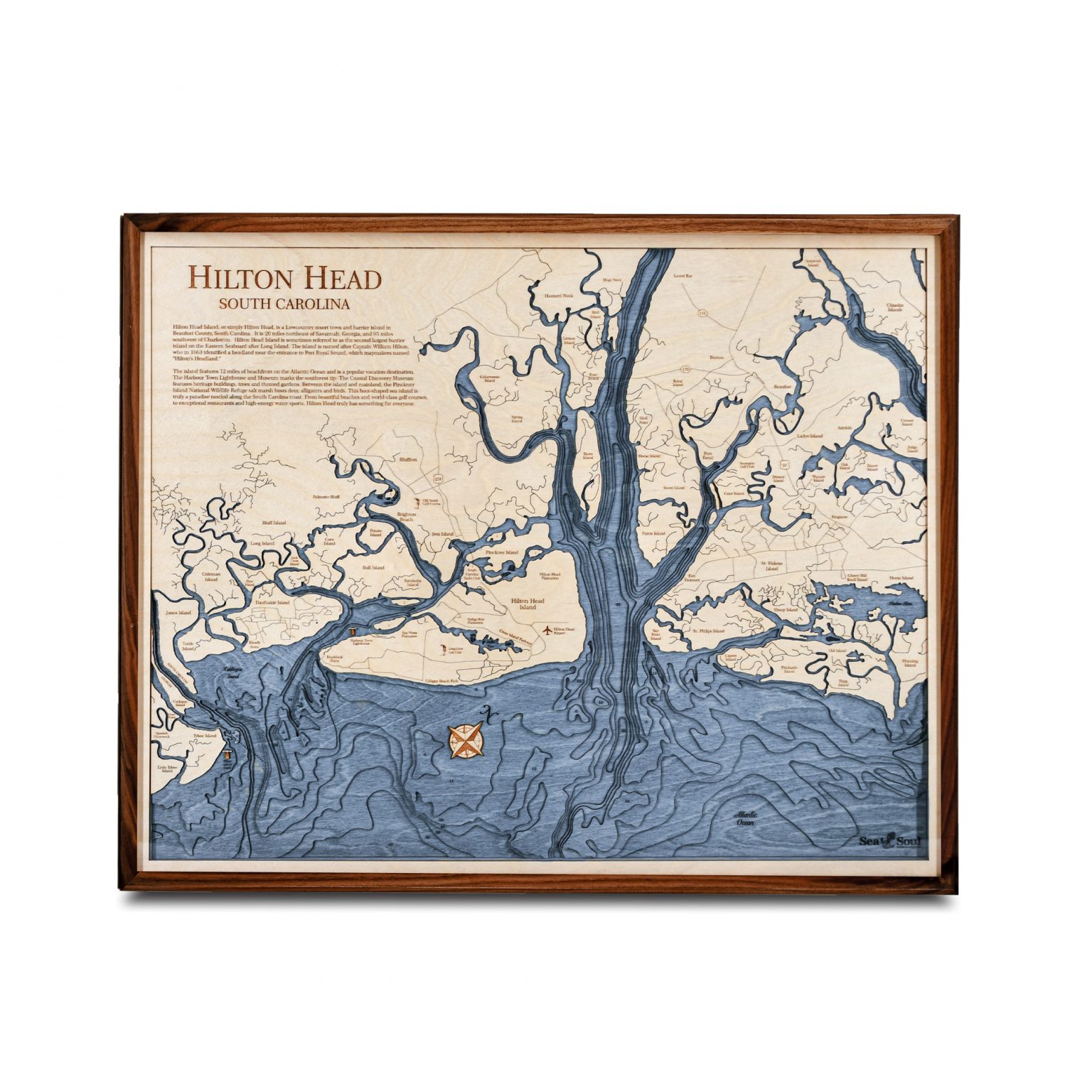 Hilton Head Nautical Map Wall Art - Sea and Soul Charts