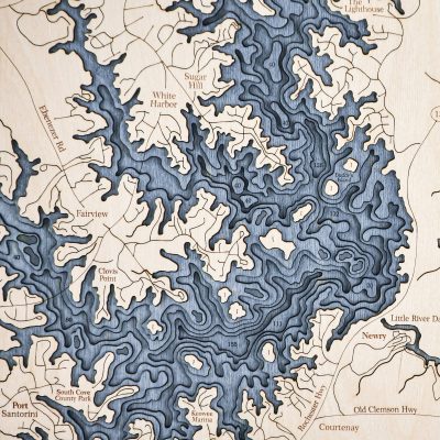 Lake Keowee Nautical Map Wall Art - Sea and Soul Charts
