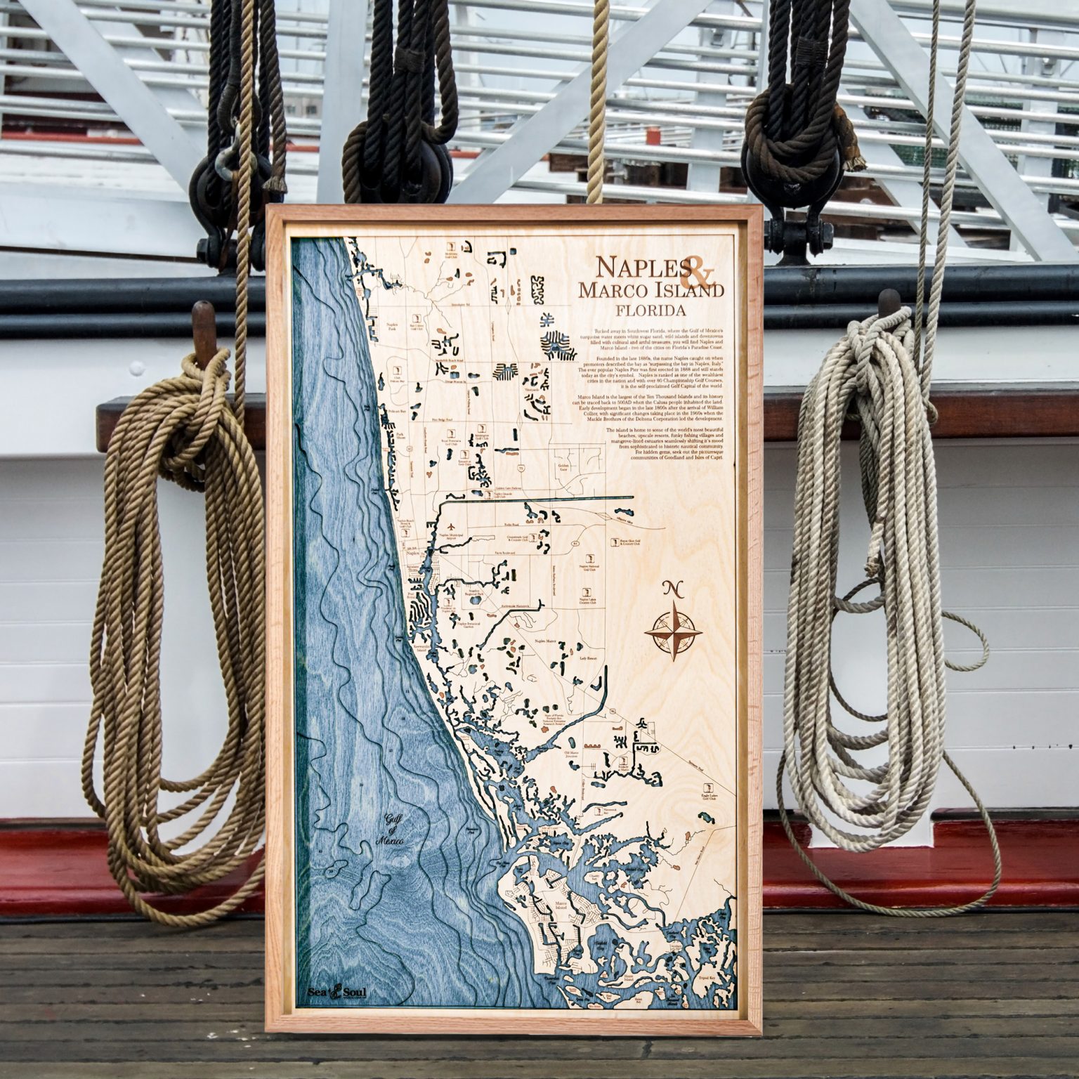 Naples Nautical Map Wall Art - Sea and Soul Charts