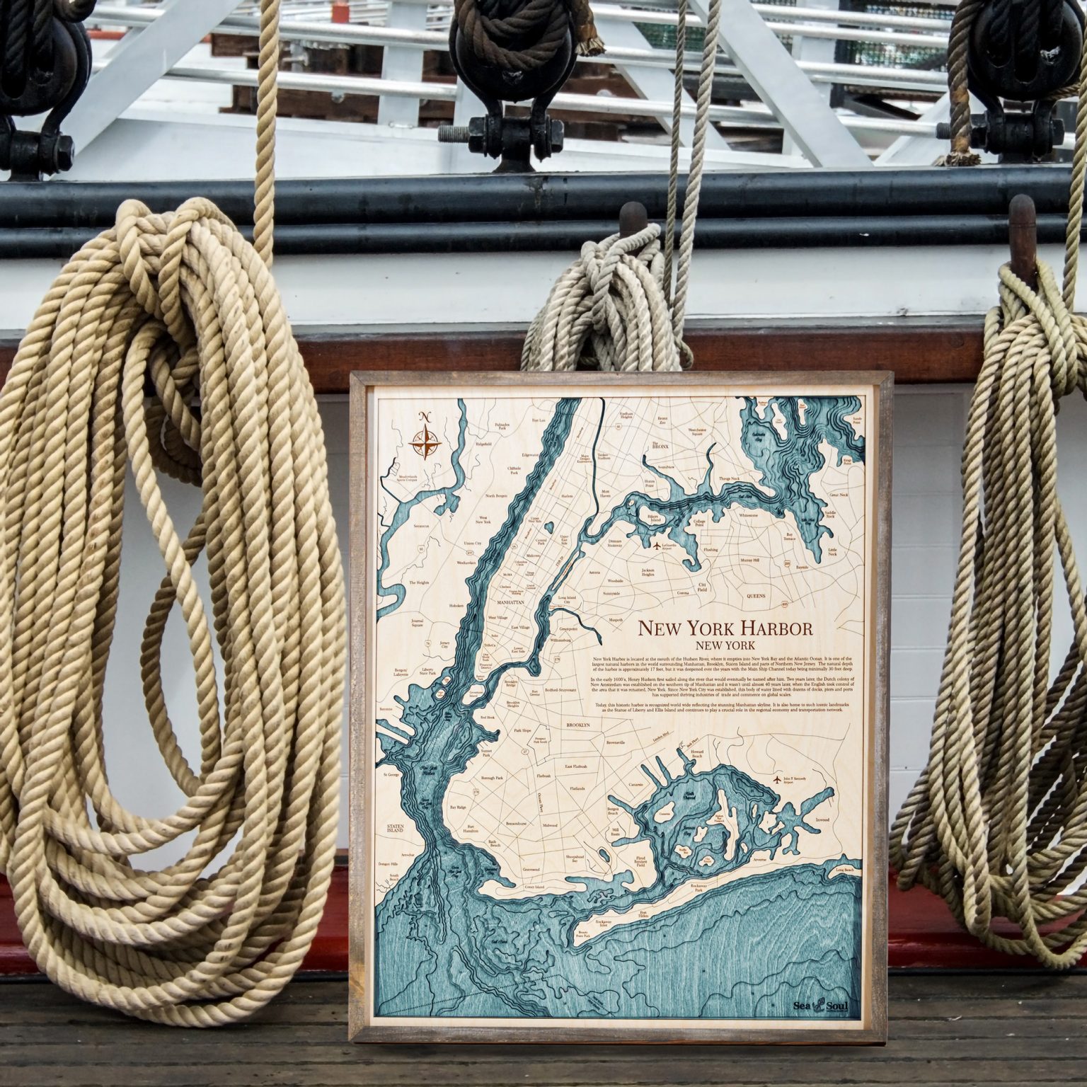 New York Harbor Nautical Map Wall Art - Sea and Soul Charts