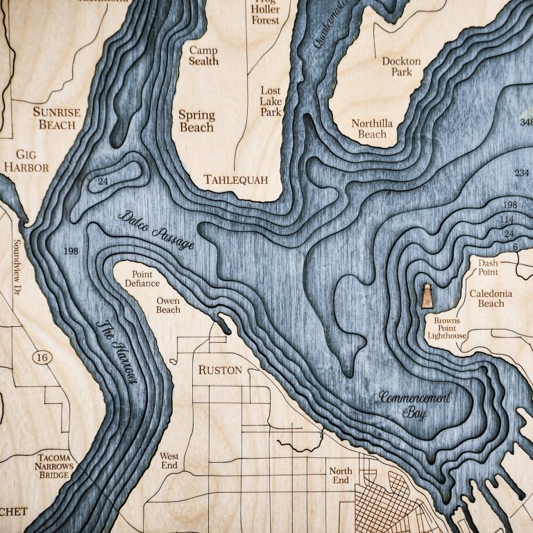 Tacoma Narrows Nautical Map Wall Art - Sea and Soul Charts