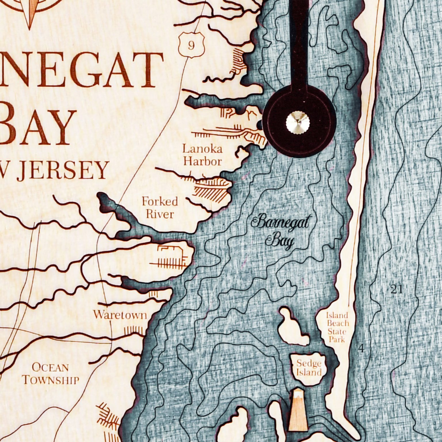36" Barnegat Bay Nautical Map Clock - Sea and Soul Charts