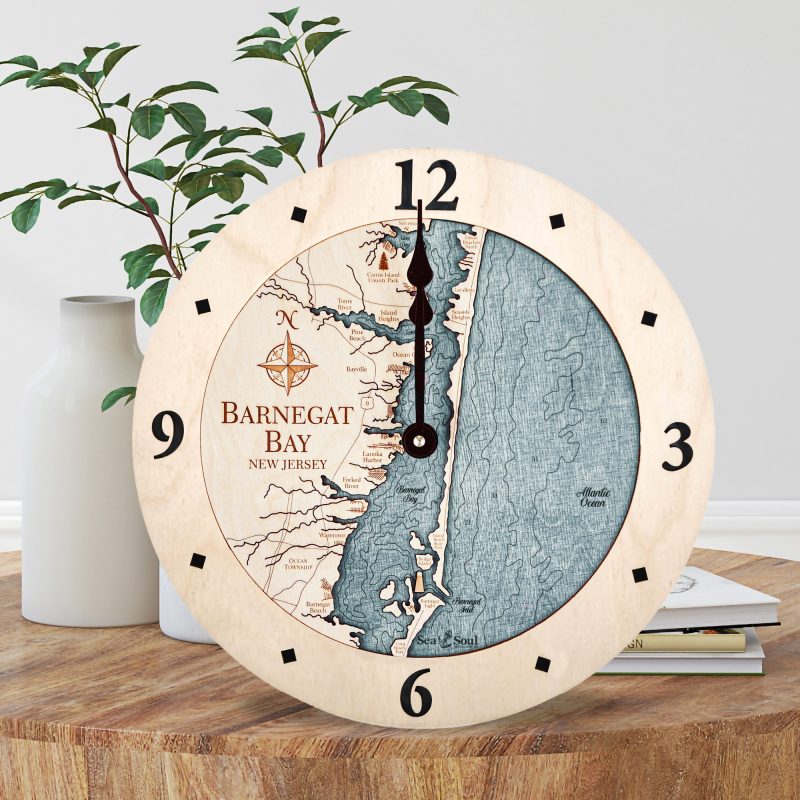 12" Barnegat Bay Nautical Map Clock - Sea and Soul Charts