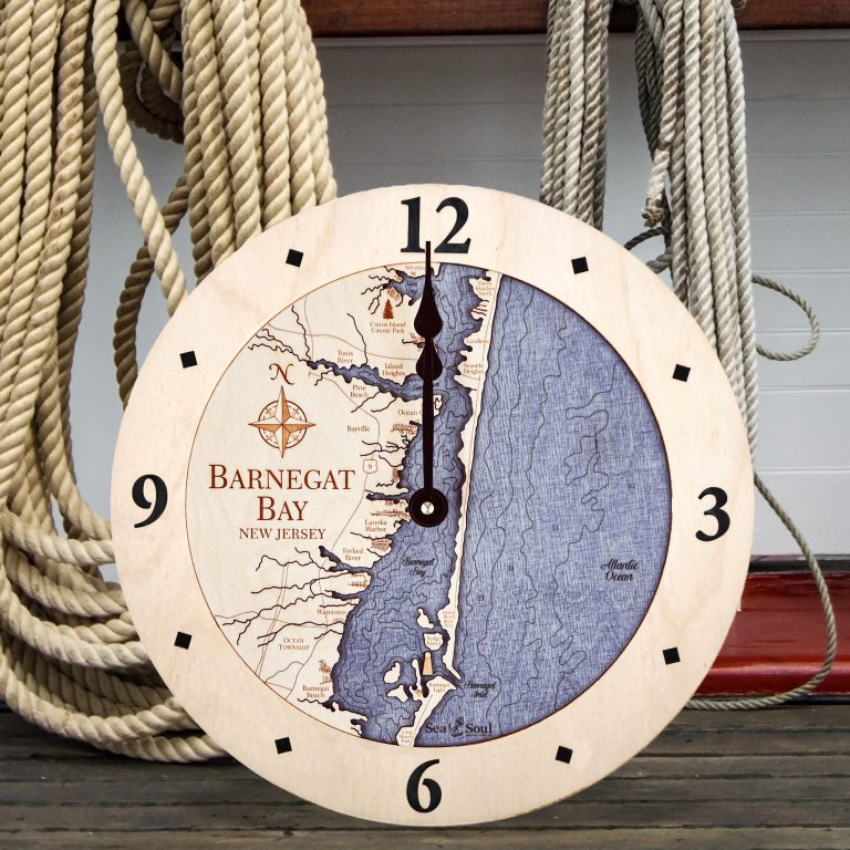 12" Barnegat Bay Nautical Map Clock - Sea and Soul Charts