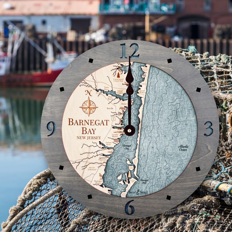 24" Barnegat Bay Nautical Map Clock - Sea and Soul Charts