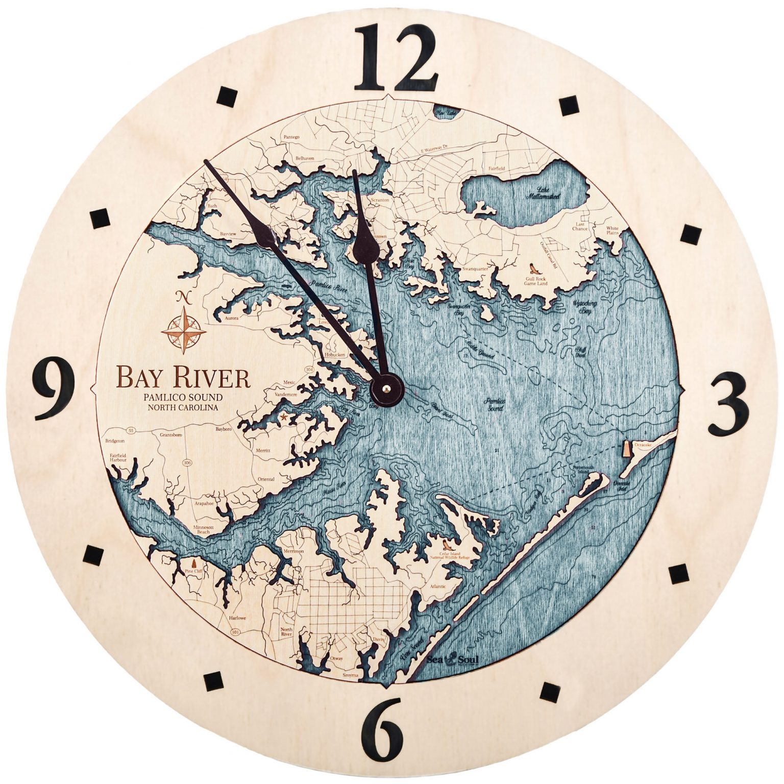 12" Bay River Nautical Map Clock - Sea and Soul Charts