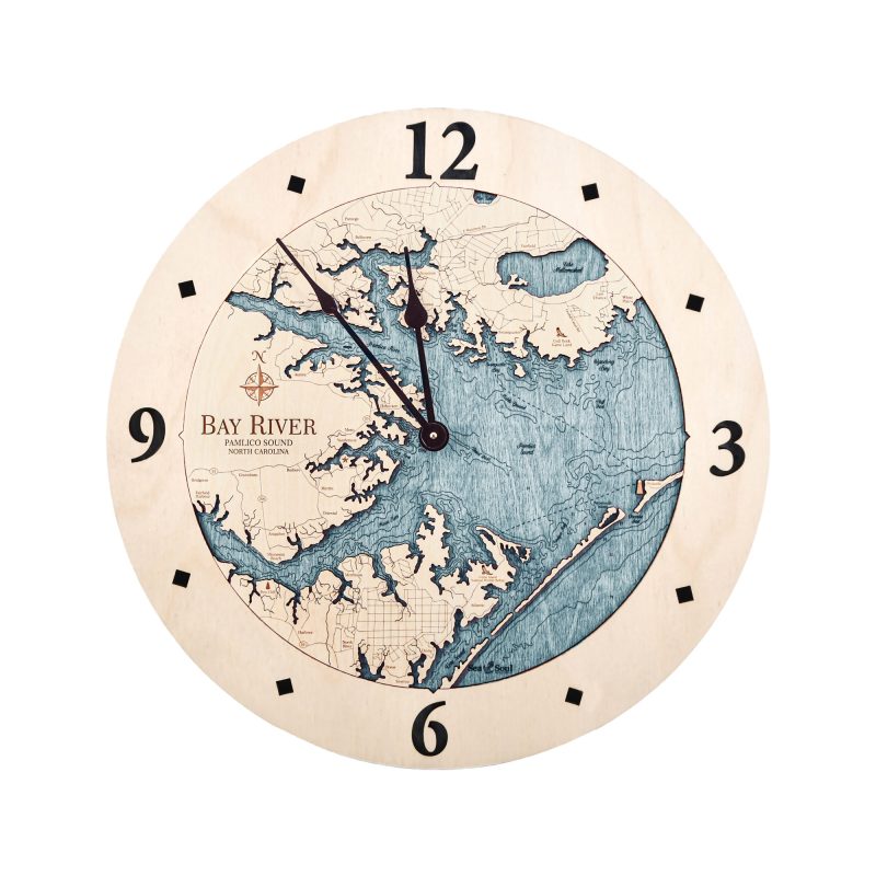 12" Bay River Nautical Map Clock - Sea and Soul Charts