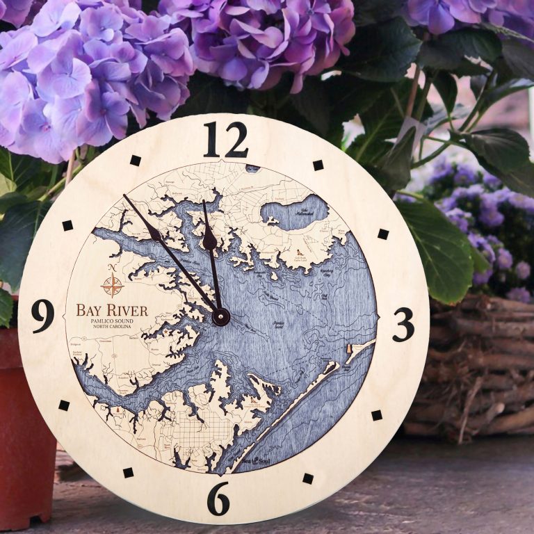 12" Bay River Nautical Map Clock - Sea and Soul Charts