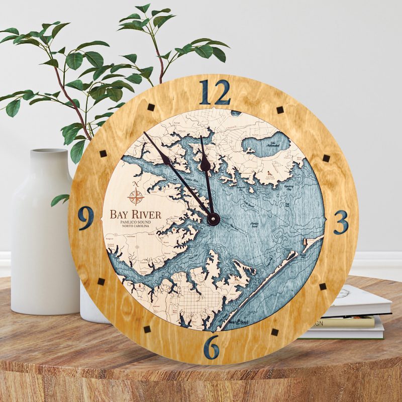 36" Bay River Nautical Map Clock - Sea and Soul Charts