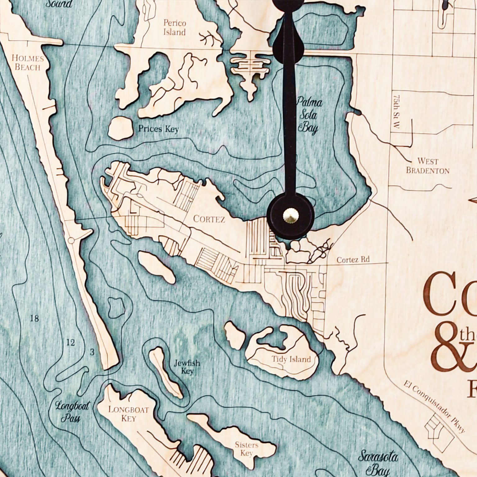 12" Cortez and Pass Nautical Map Clock - Sea and Soul Charts
