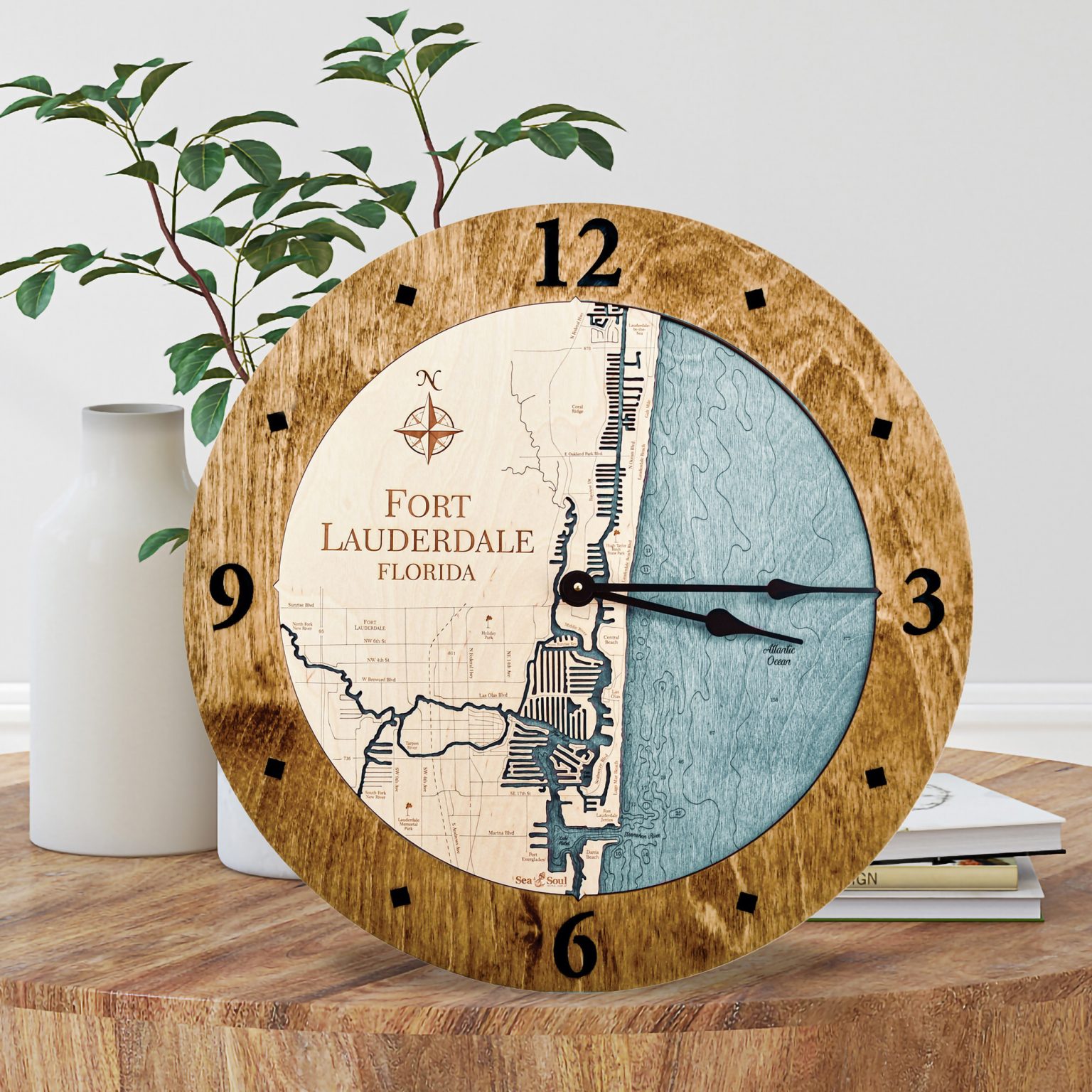 24" Fort Lauderdale Nautical Map Clock - Sea and Soul Charts