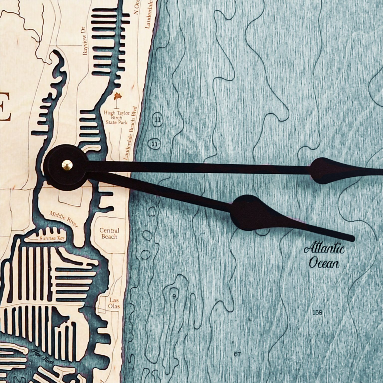 16" Fort Lauderdale Nautical Map Clock - Sea and Soul Charts