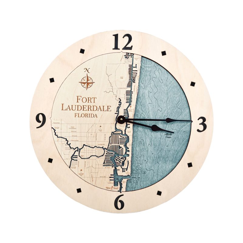 12" Fort Lauderdale Nautical Map Clock - Sea and Soul Charts