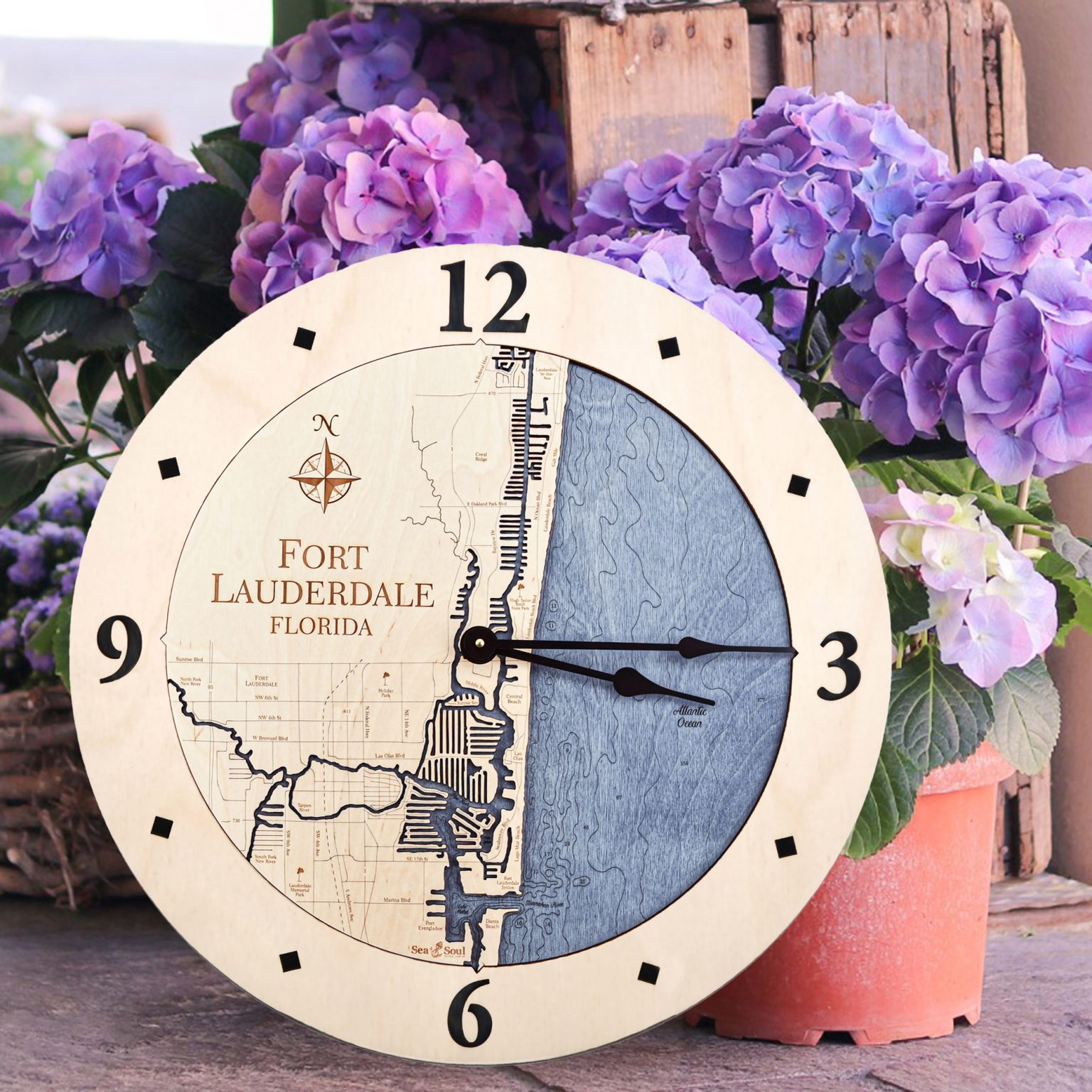 12" Fort Lauderdale Nautical Map Clock - Sea and Soul Charts