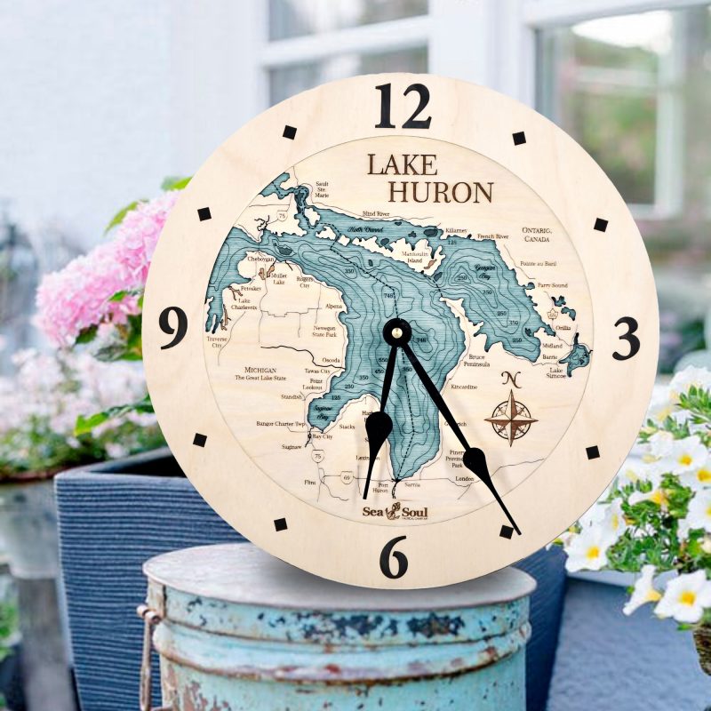 12" Lake Huron Nautical Map Clock - Sea and Soul Charts