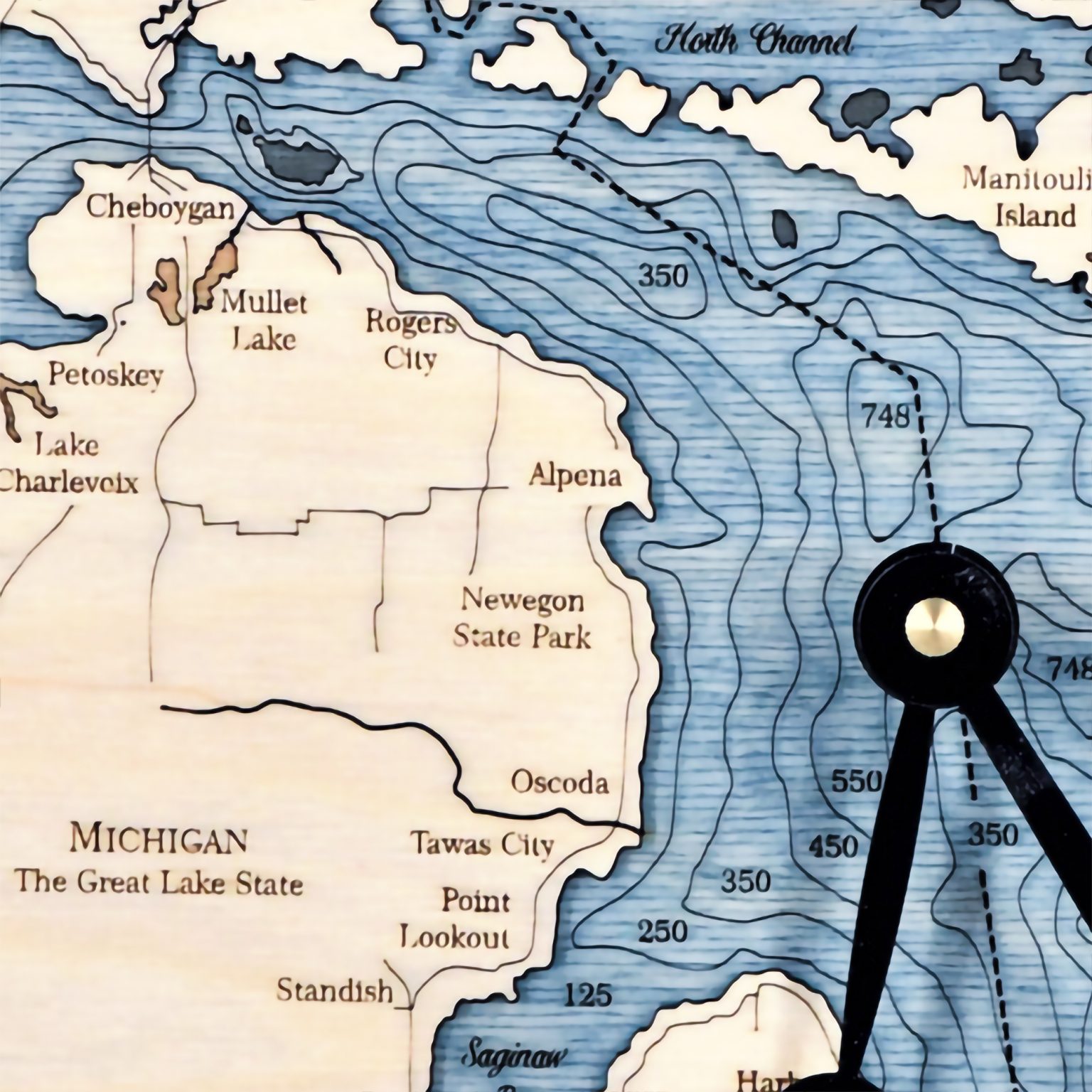 12" Lake Huron Nautical Map Clock - Sea and Soul Charts