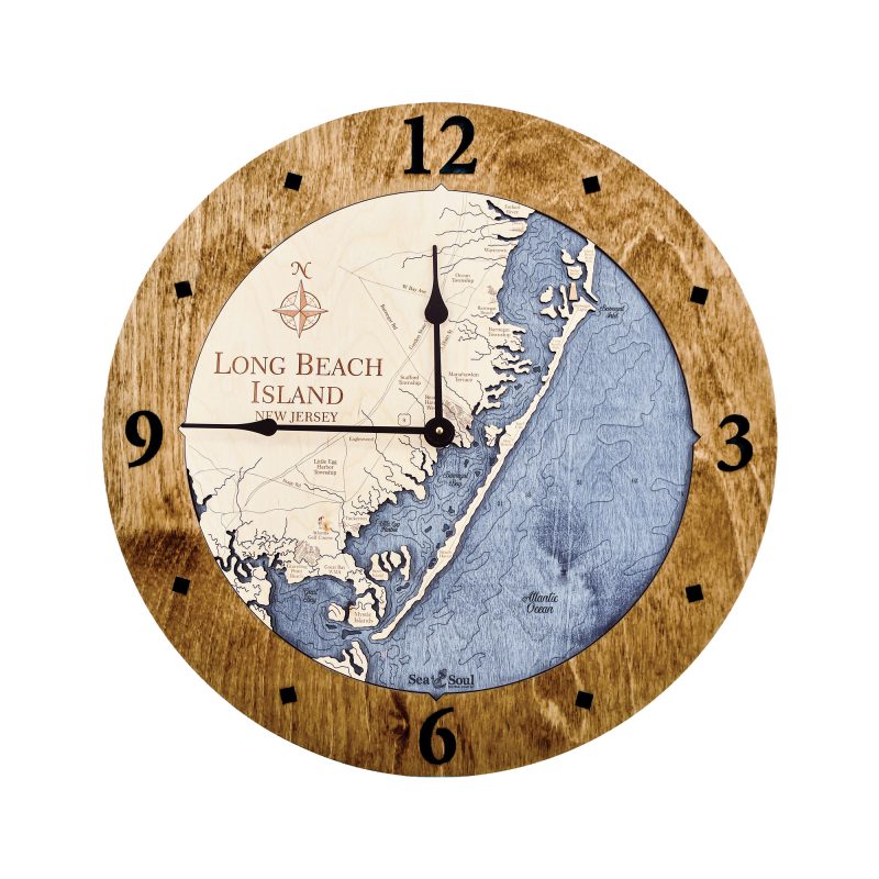 16" Long Beach Island Nautical Map Clock - Sea and Soul Charts