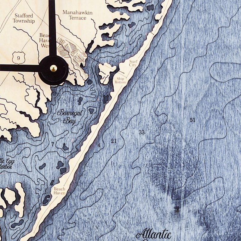 12" Long Beach Island Nautical Map Clock - Sea and Soul Charts