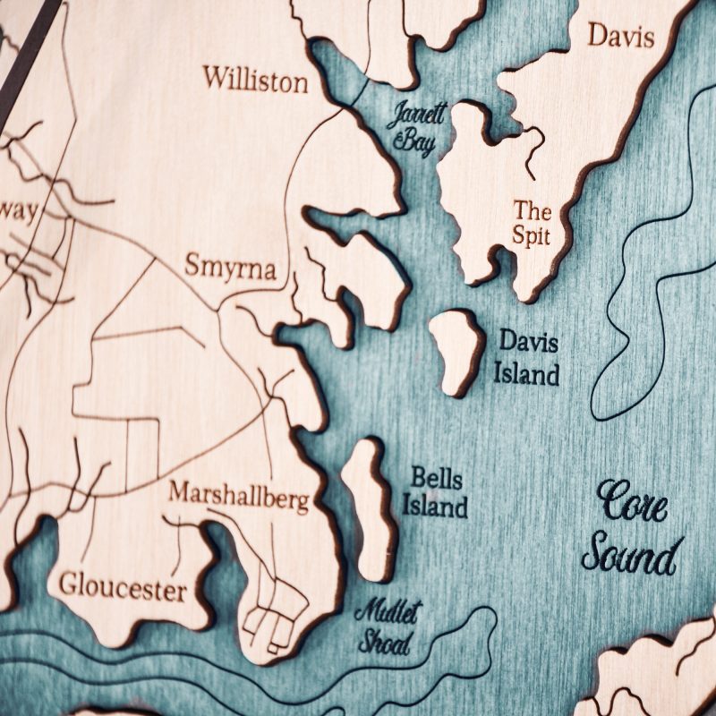 12" Pine Knoll Shores Nautical Map Clock - Sea and Soul Charts