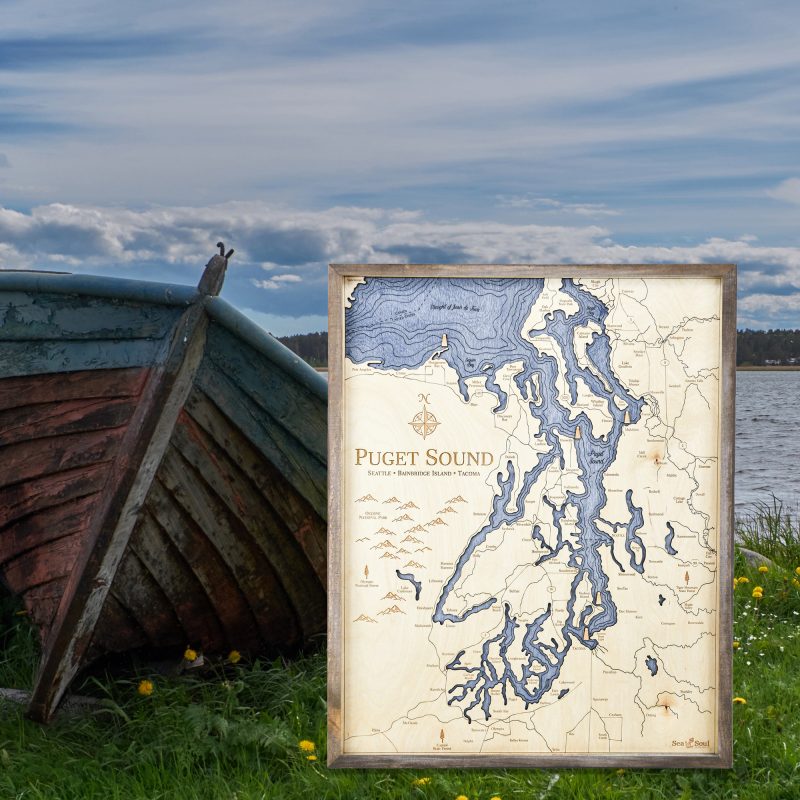 Puget Sound Nautical Map Wall Art - Sea and Soul Charts
