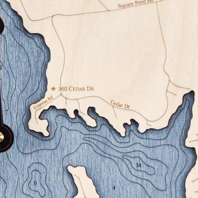 12" Square Pond Nautical Map Clock - Sea and Soul Charts