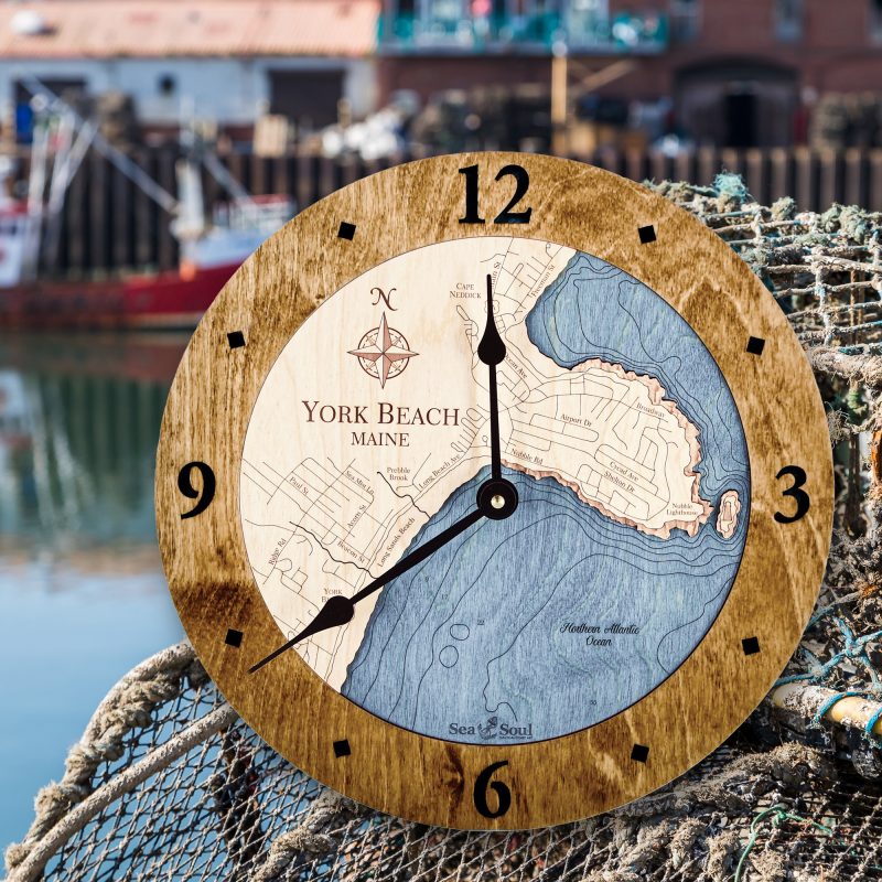 16" York Beach Nautical Map Clock - Sea and Soul Charts