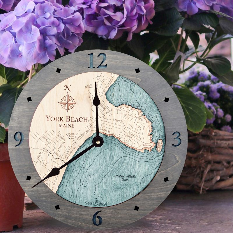 16" York Beach Nautical Map Clock - Sea and Soul Charts