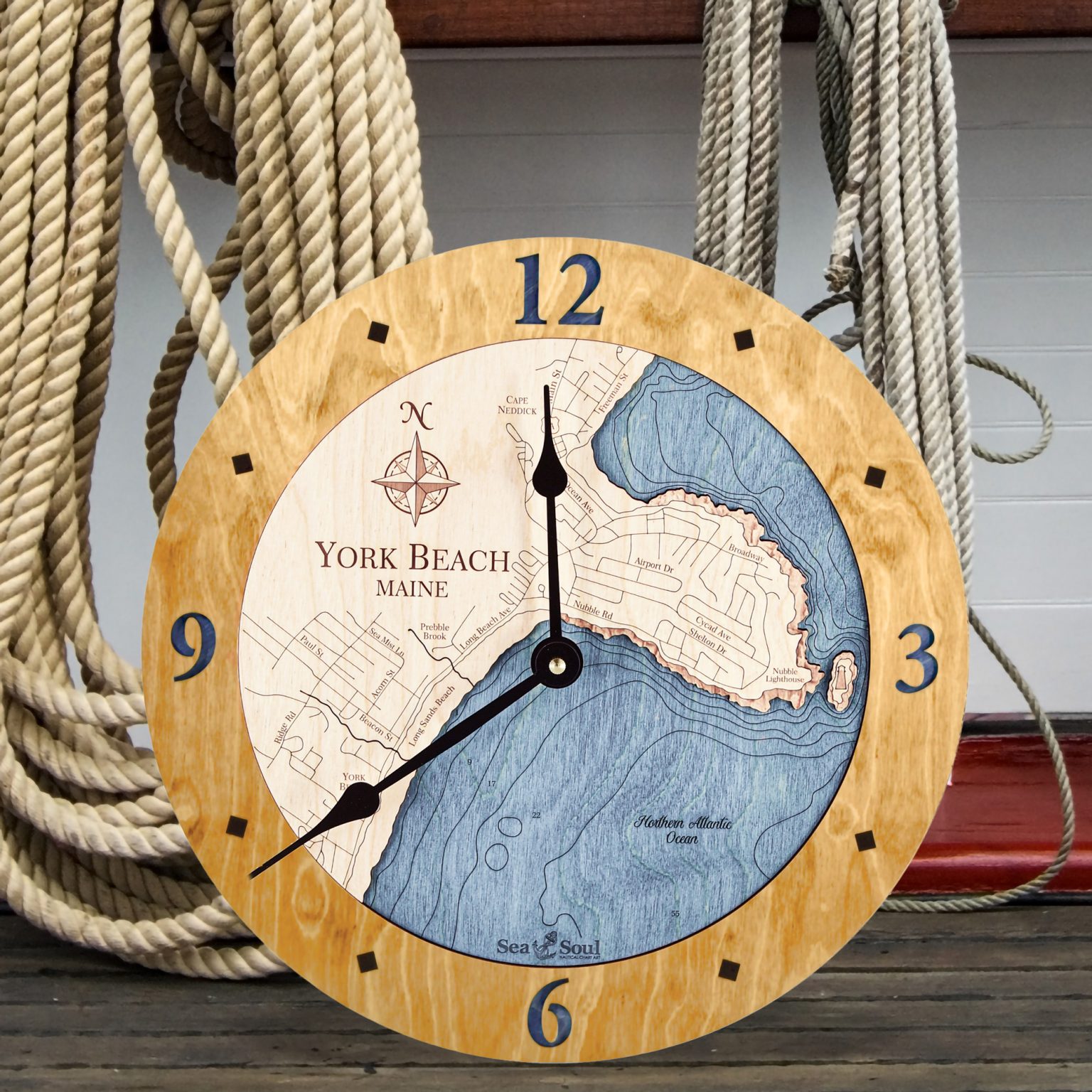 16" York Beach Nautical Map Clock - Sea and Soul Charts