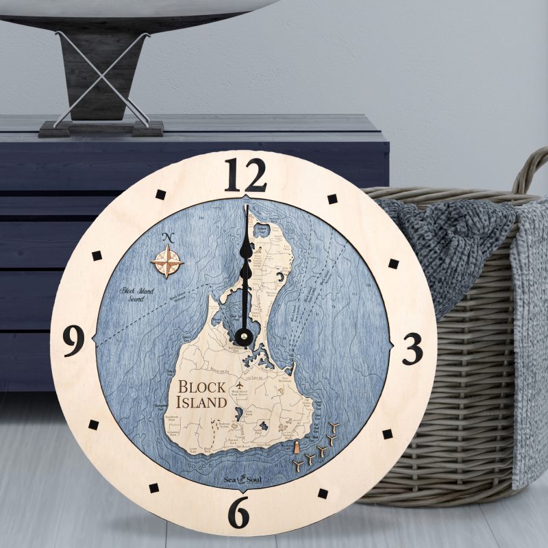 12" Block Island Nautical Map Clock - Sea and Soul Charts