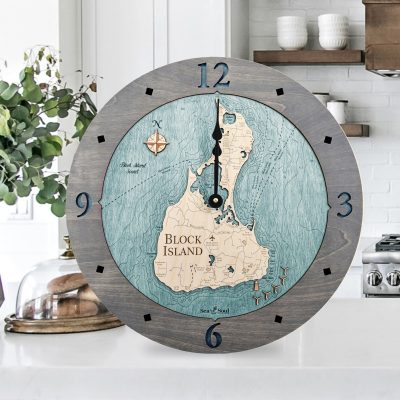 36" Block Island Nautical Map Clock - Sea and Soul Charts