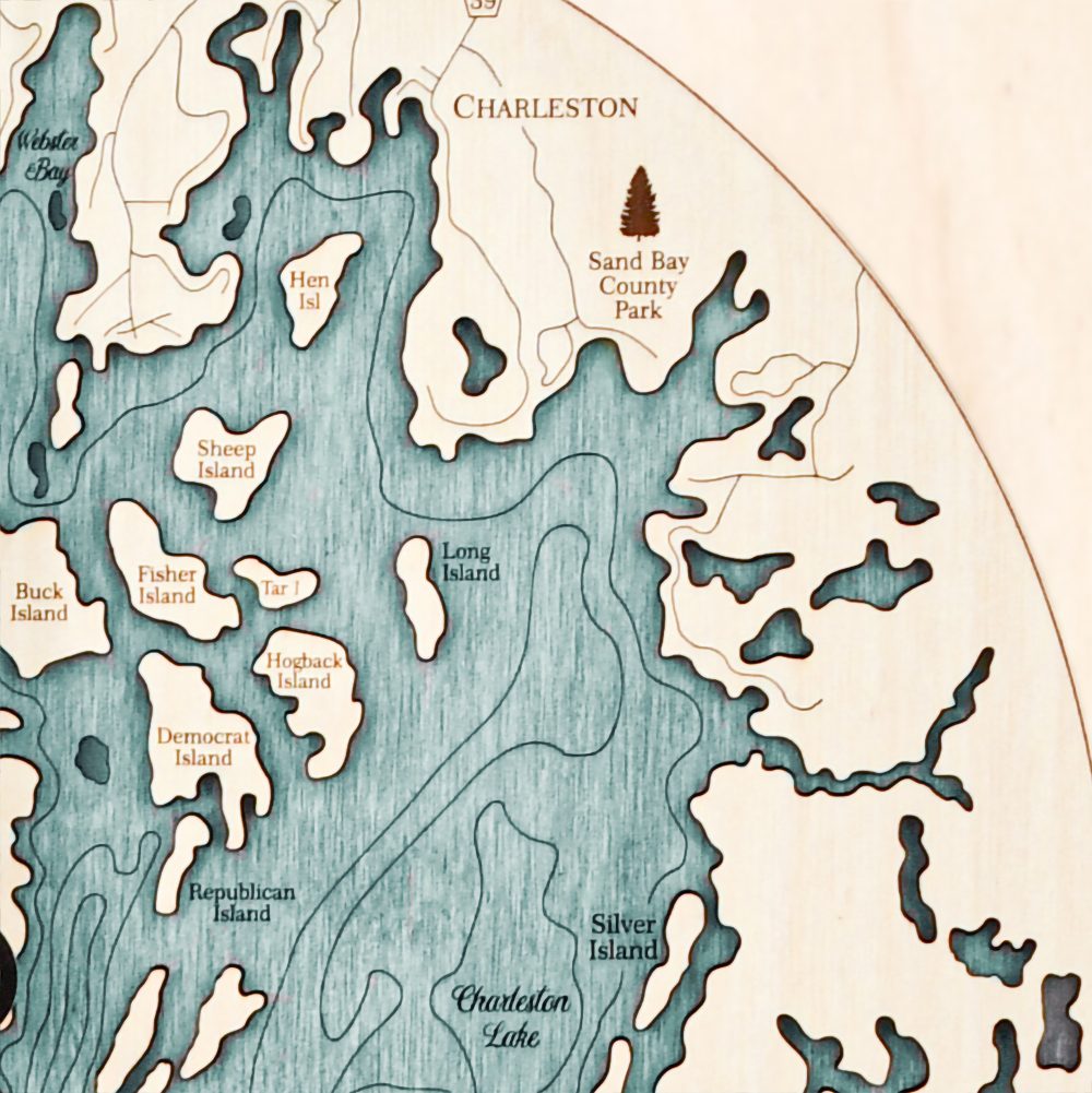 24" Charleston Lake Nautical Map Clock - Sea and Soul Charts