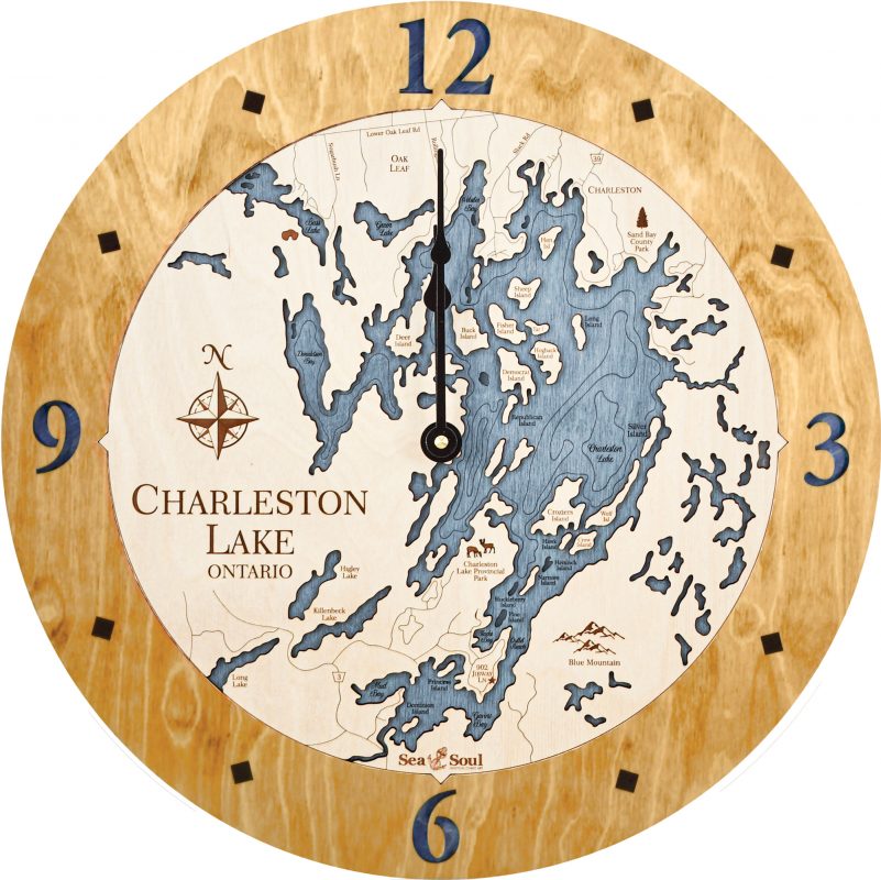 24" Charleston Lake Nautical Map Clock - Sea and Soul Charts