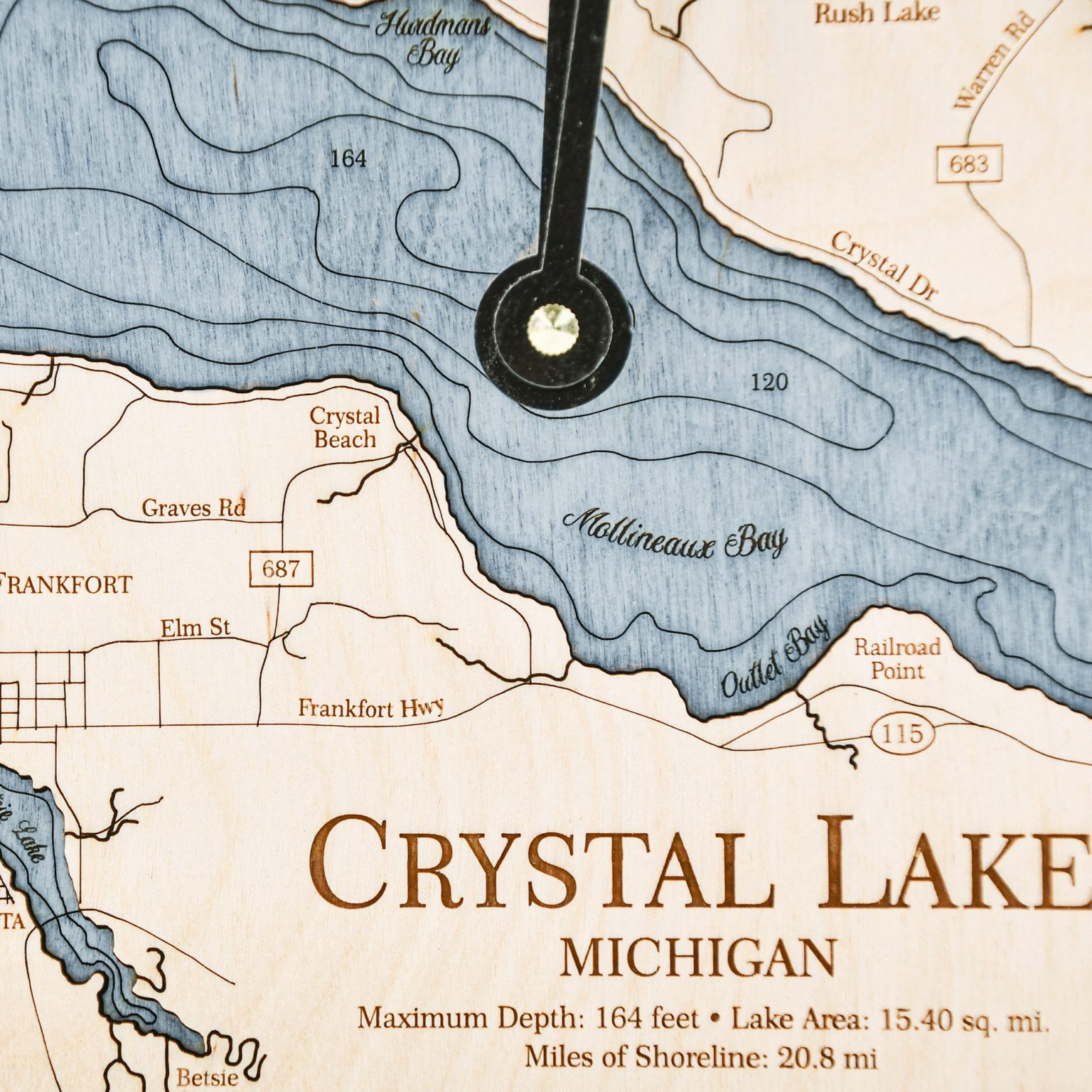 12" Crystal Lake Nautical Map Clock - Sea and Soul Charts