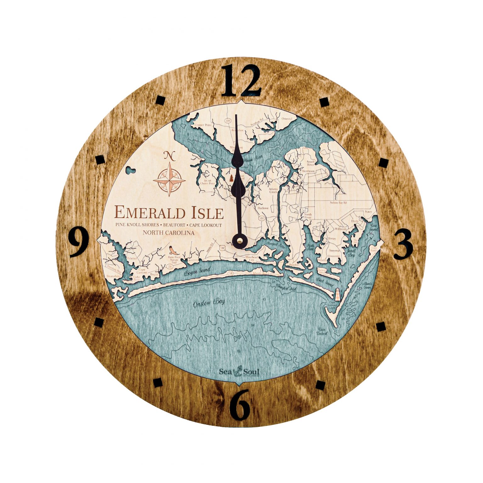 16" Emerald Isle Nautical Map Clock - Sea and Soul Charts