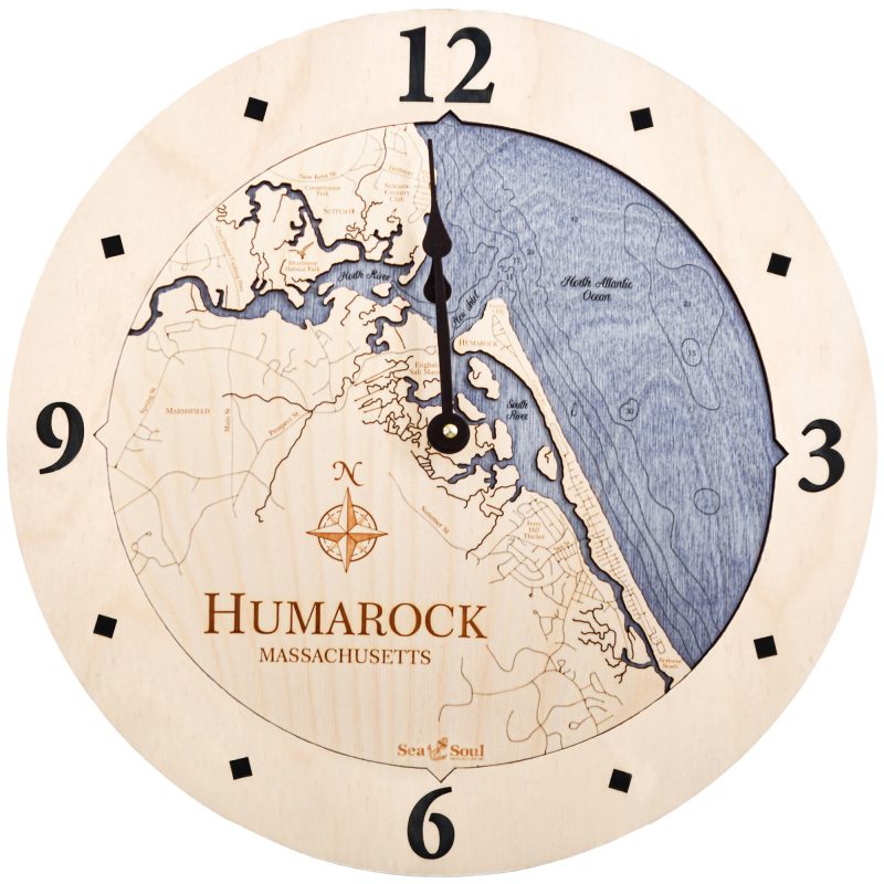 12" Humarock Nautical Map Clock - Sea and Soul Charts