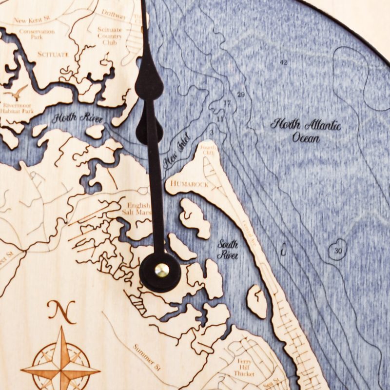 12" Humarock Nautical Map Clock - Sea and Soul Charts