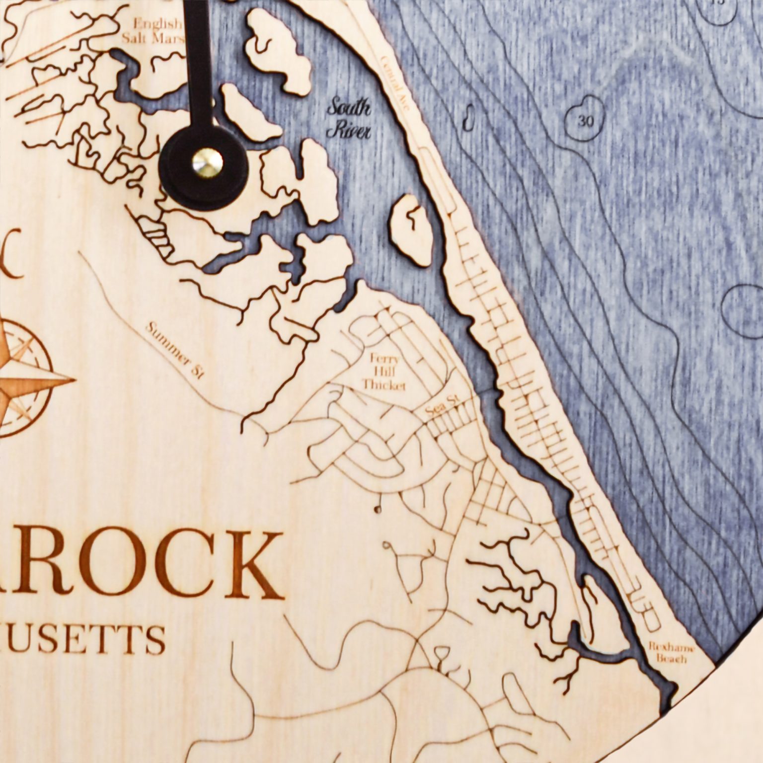 12" Humarock Nautical Map Clock - Sea and Soul Charts