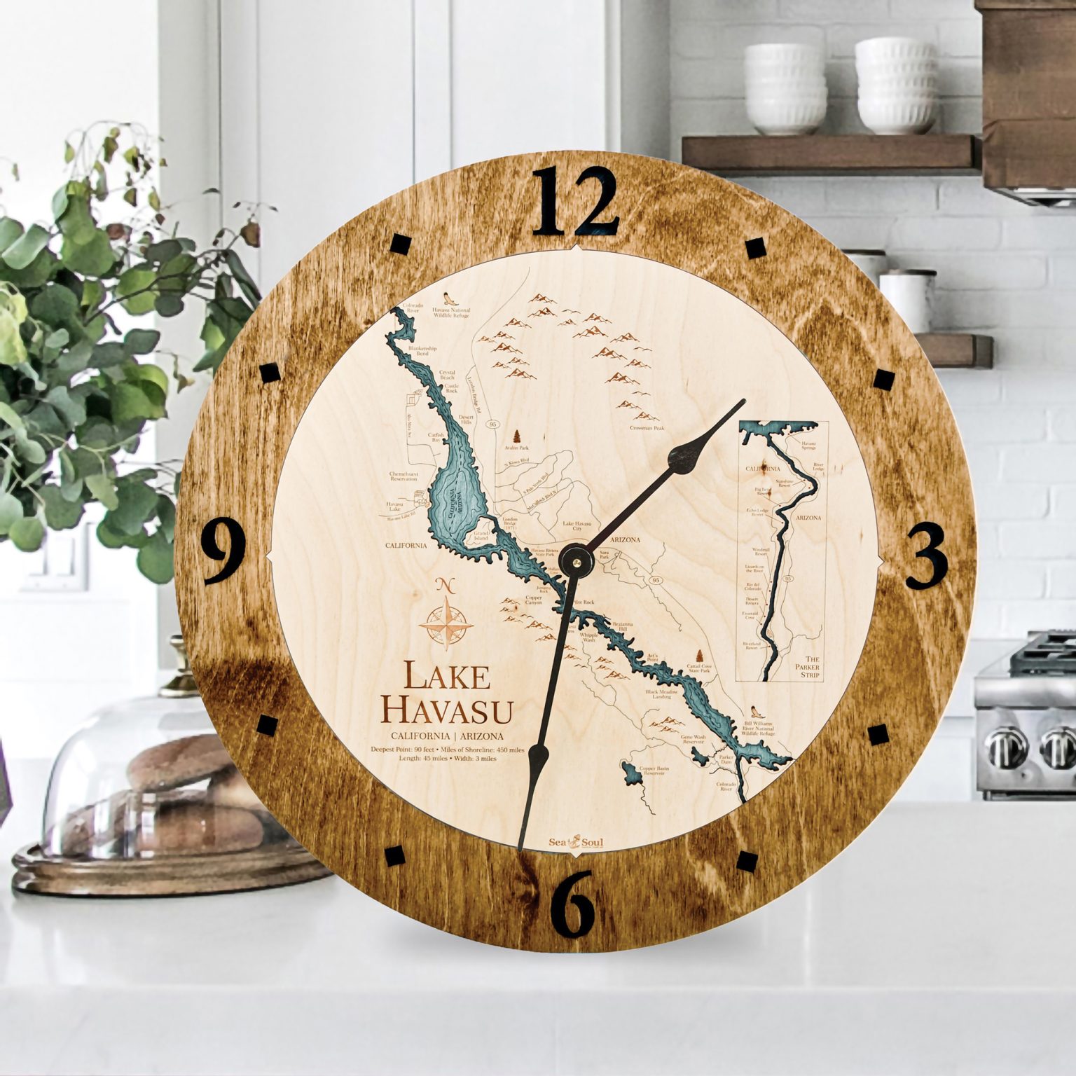 24" Lake Havasu Nautical Map Clock - Sea and Soul Charts