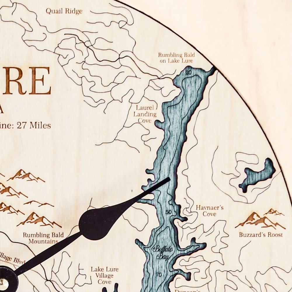 12" Lake Lure Nautical Map Clock - Sea and Soul Charts