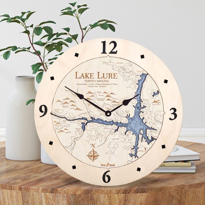 12" Lake Lure Nautical Map Clock - Sea and Soul Charts