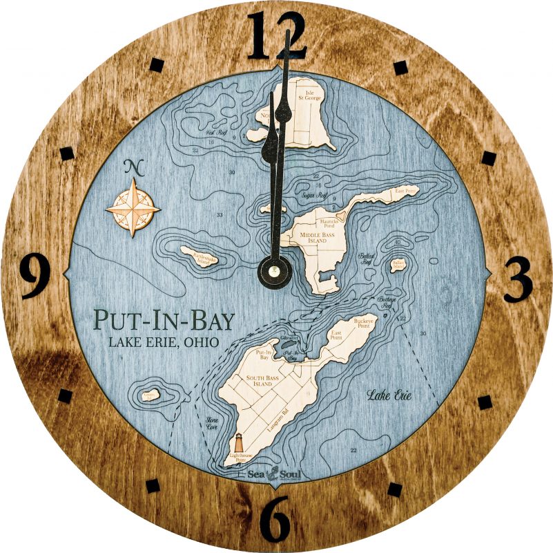 24" Put in Bay Nautical Map Clock - Sea and Soul Charts