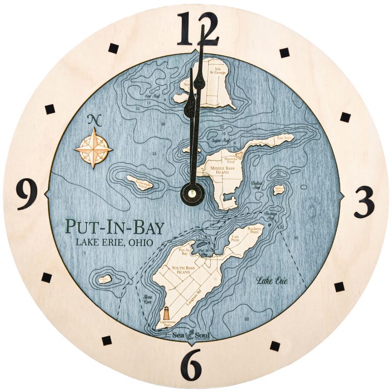 12" Put in Bay Nautical Map Clock - Sea and Soul Charts