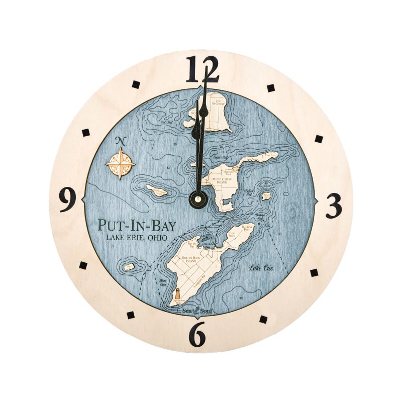 24" Put in Bay Nautical Map Clock - Sea and Soul Charts