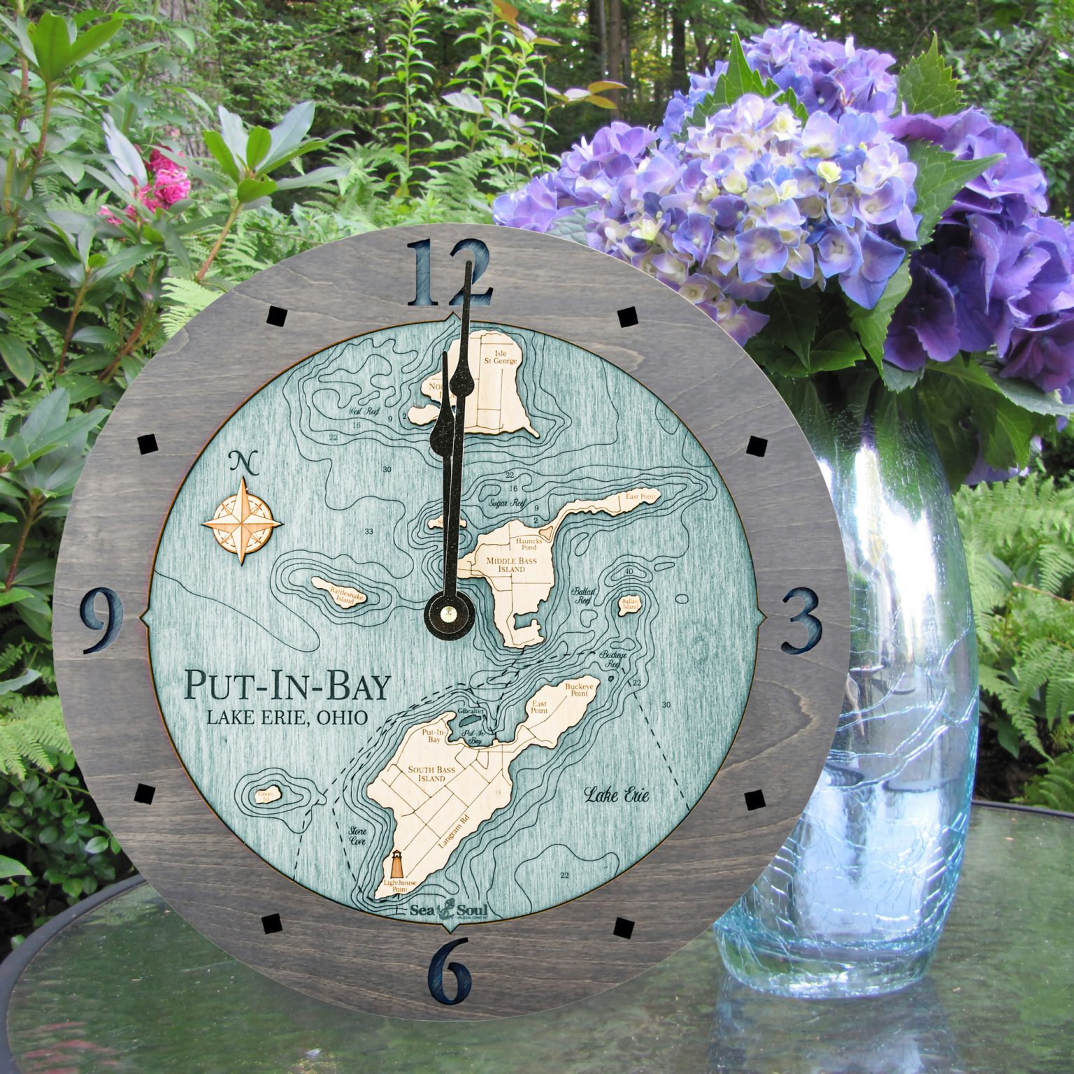 16" Put in Bay Nautical Map Clock - Sea and Soul Charts