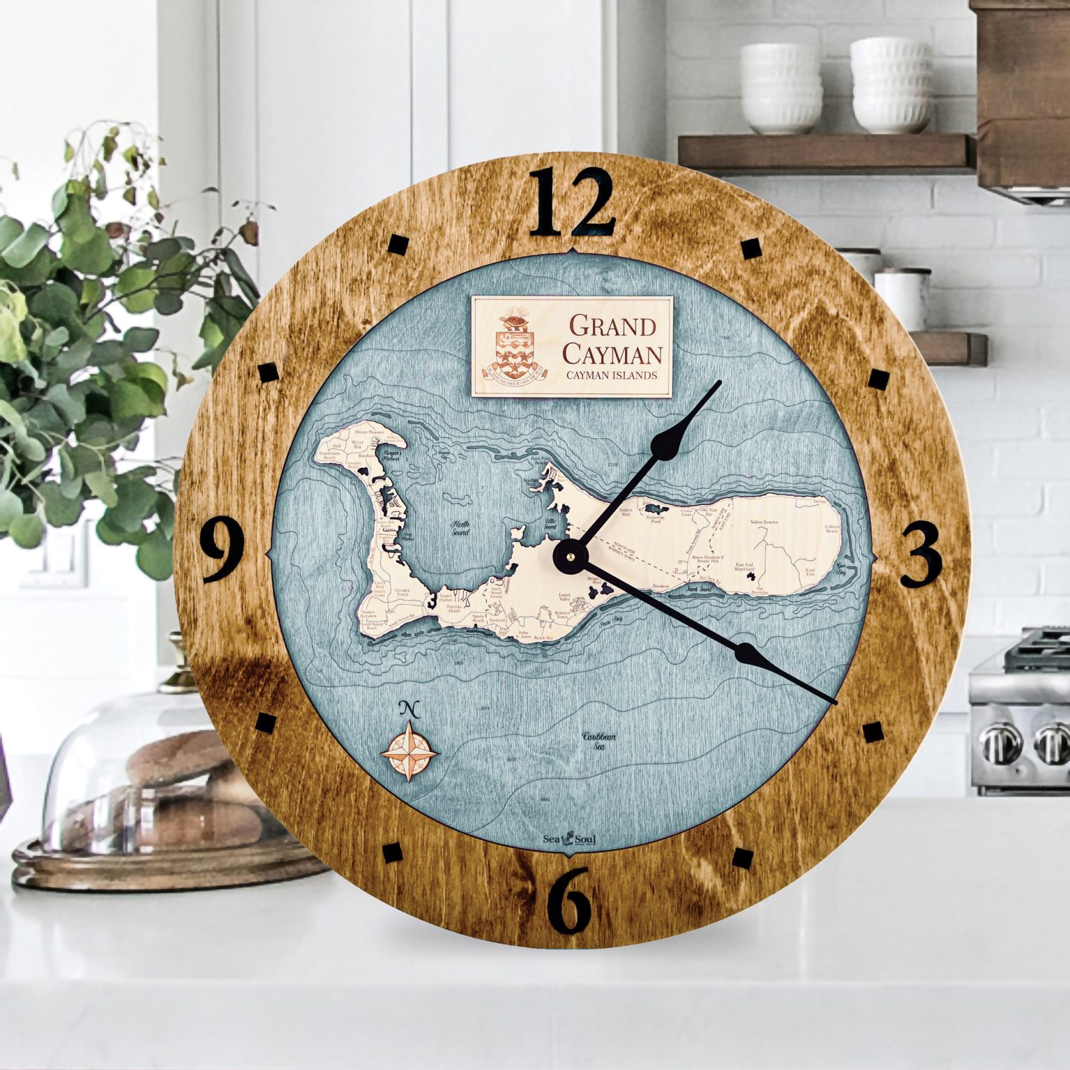 24" Grand Cayman Nautical Map Clock - Sea and Soul Charts
